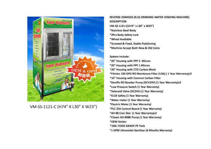 Hydro Premier | VM-SS-1121-C WATER FILTER VENDING MACHINE-RO SYSTEM